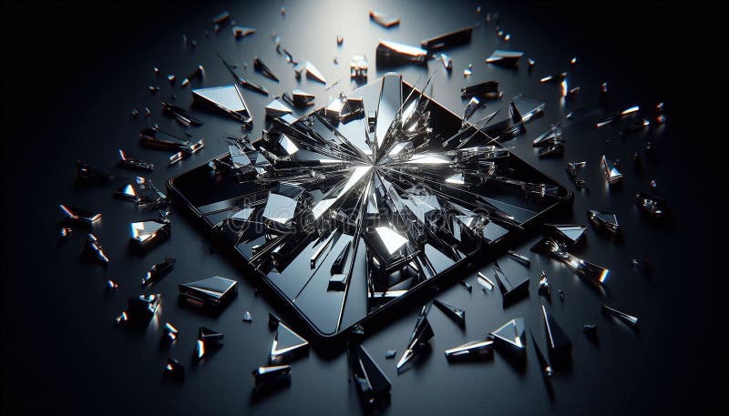 Shattered Reflections on Black Surface Stock Illustration ...