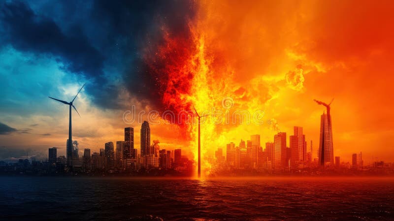 Striking Visualization of Extreme Weather Impact Stock Image - Image of ...