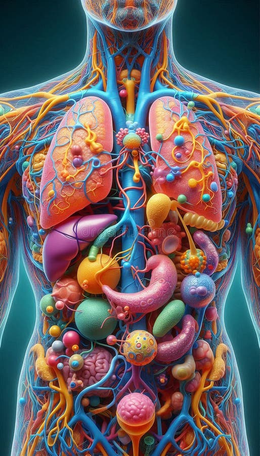 Vibrant Human Anatomy Visualization Stock Illustration - Illustration ...