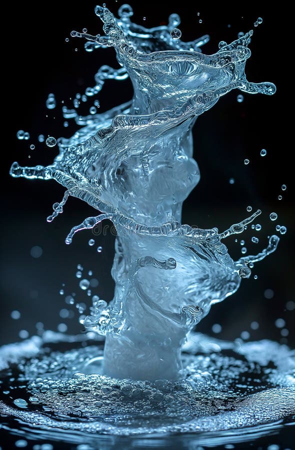 Water Tornado Spirals Upward Isolated Against Dark Background ...