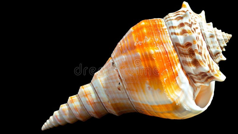 Striking Whelk Shell Against Black Background Stock Illustration ...