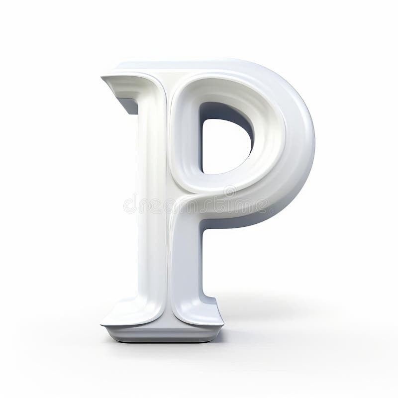 Striking White 3d Letter P on Clean Background Image Stock Illustration ...