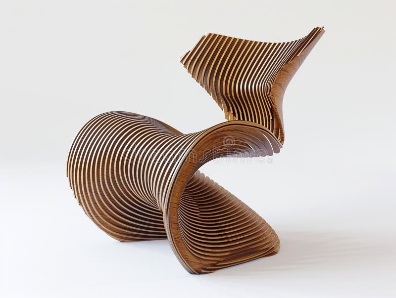 Unique Wooden Chair with a Sculptural Design, Showcasing Modern Craftsmanship. Stock Image ...