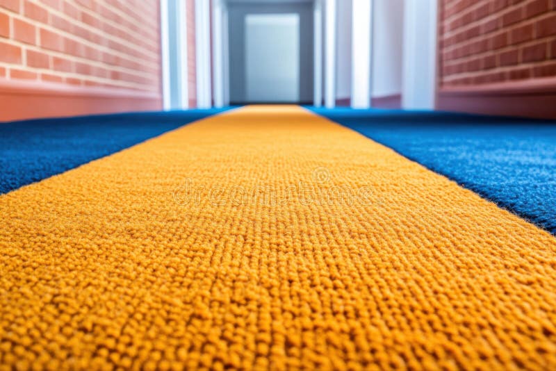 Striking Yellow and Blue Corridor Carpet Design Stock Illustration ...
