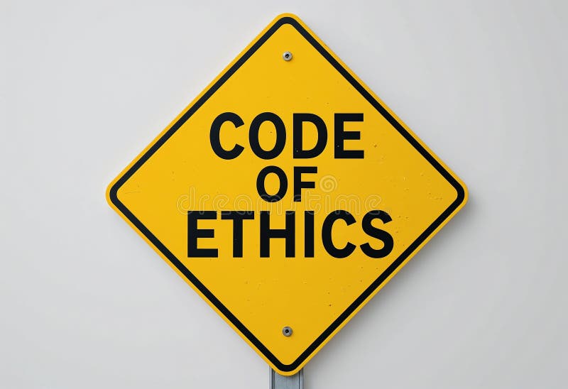 Yellow Sign with CODE of ETHICS in Bold Black Letters, Symbolizing the ...