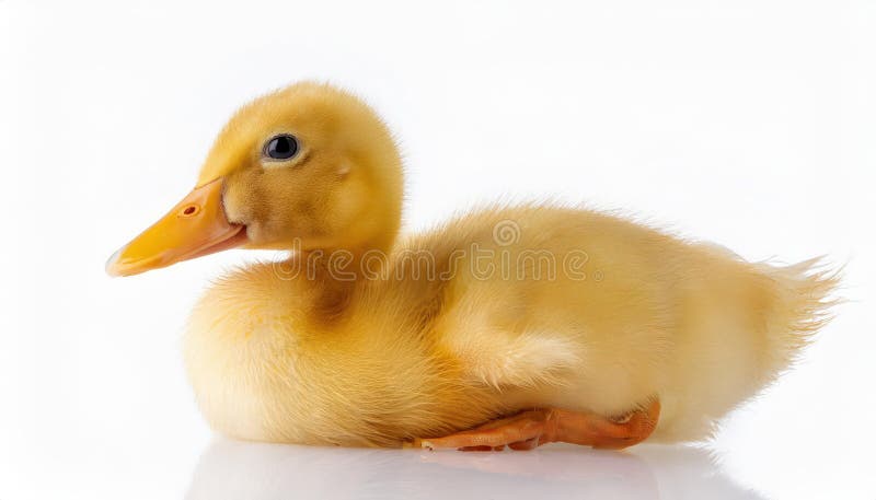 Vivid Yellow Duck in Pure White Background a Playful and Vibrant Solo ...