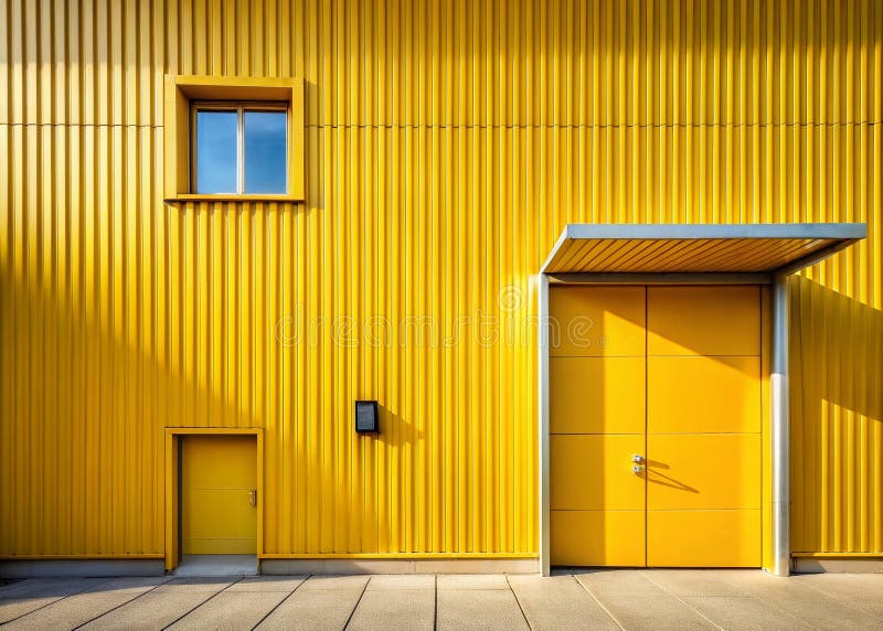 Striking Yellow Modern Building with Metallic Facade Architectural ...