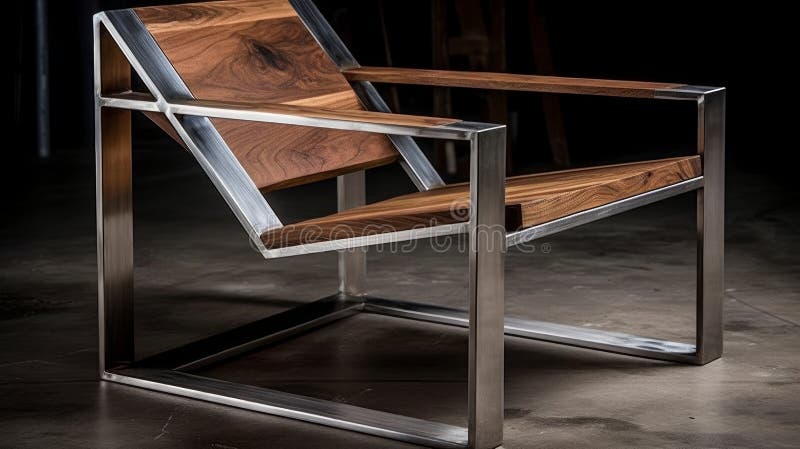 A Strikingly Angular Design Featuring a Blend of Metal and Wood. AI ...