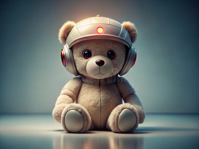 A Strikingly Minimalist Robot Teddy Bear Helmeted and Ready for ...
