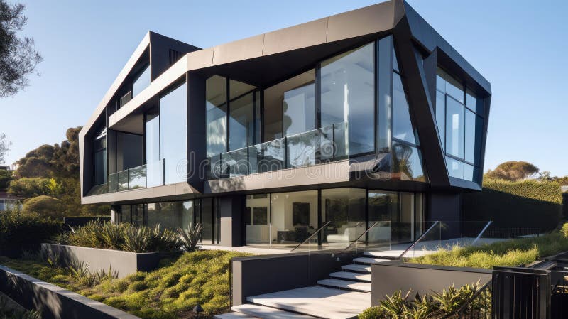 A Strikingly Modern Home Featuring Sharp Geometric Shapes. Modern House ...