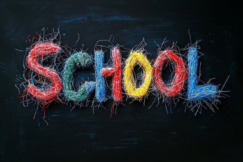 String Art Spells School on Chalkboard Stock Photo - Image of visual ...