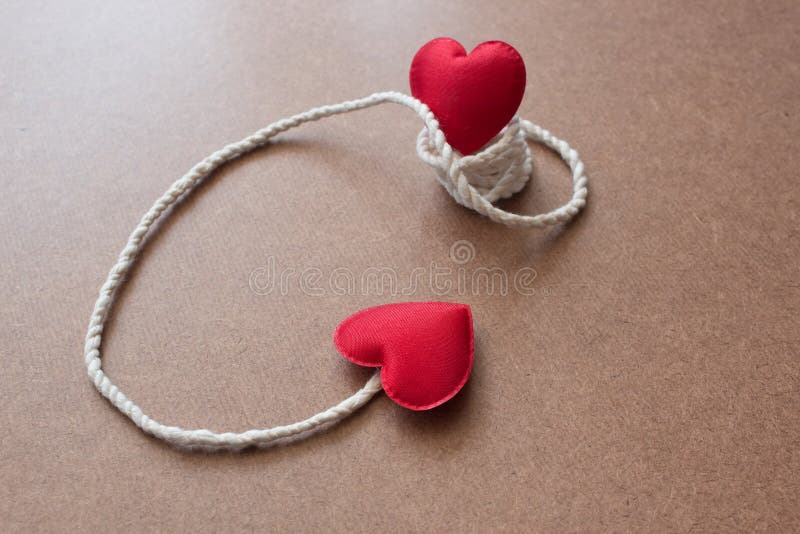 String Attached with Red Heart Shape Stock Photo - Image of valentines ...