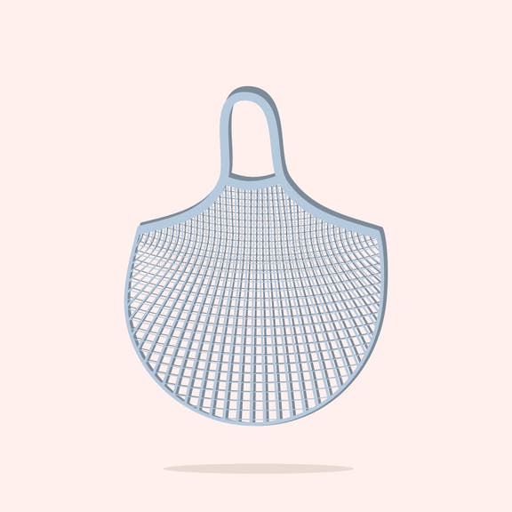 String Bag, Open Netted Bag. Flat Simple Vector Illustration Stock ...