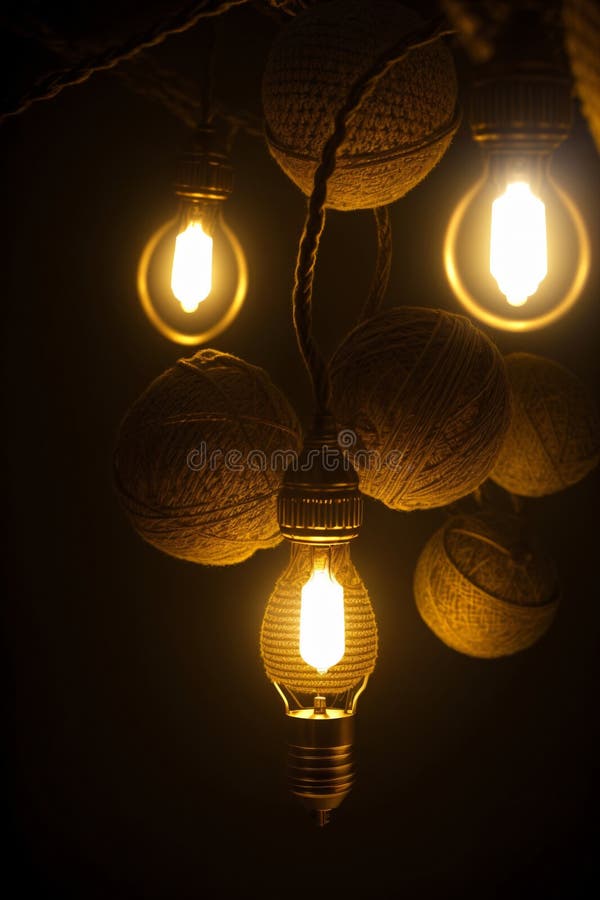 A String of Balls of Yarn Wrapped Around a Light Bulb. Generative AI ...