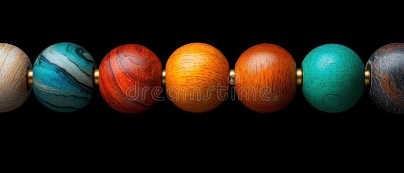 A String of Beads with Different Colors and Patterns. Stock Photo ...