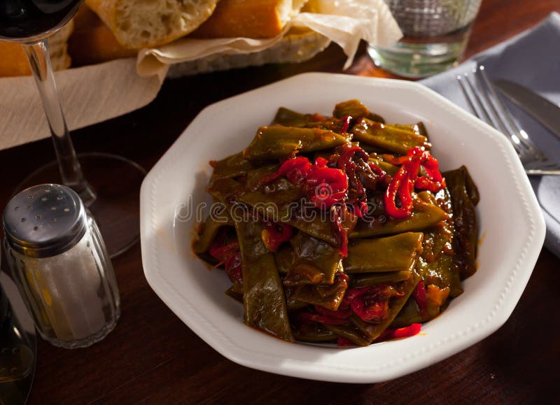 String Beans Stewed with Bell Pepper Stock Image - Image of string ...