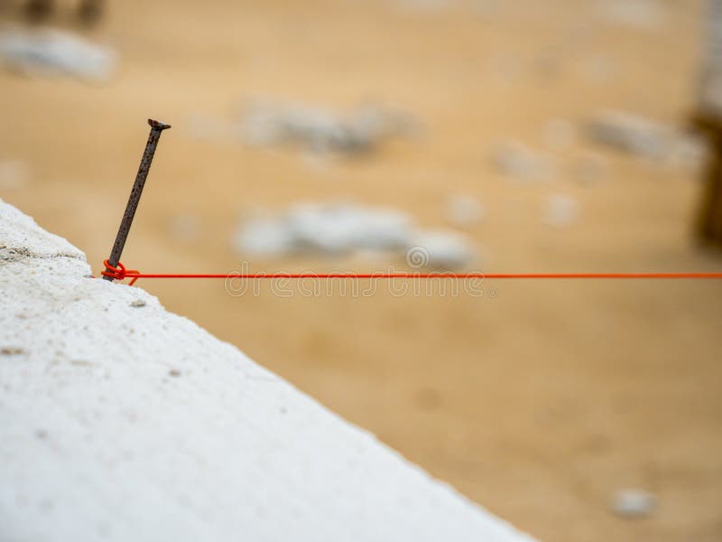 String Used As Level in the Construction of Wall Stock Image - Image of ...