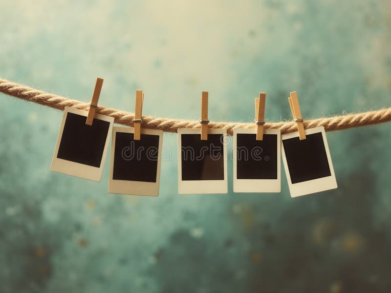 String Black White Photographs Hanging Rope Stock Photos - Free ...