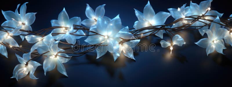 A String of Blue Lights on a Dark Background, AI Stock Illustration ...