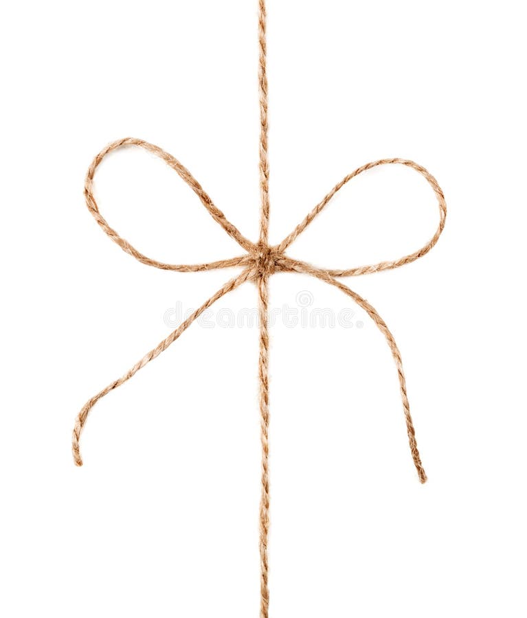 Closeup String or Twine Tied in a Bow Isolated on White Stock Image ...