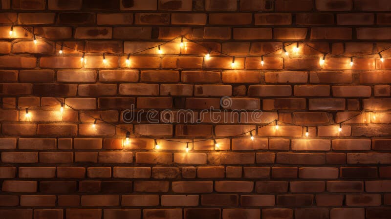String Brick Wall with Lights Stock Illustration - Illustration of cozy ...