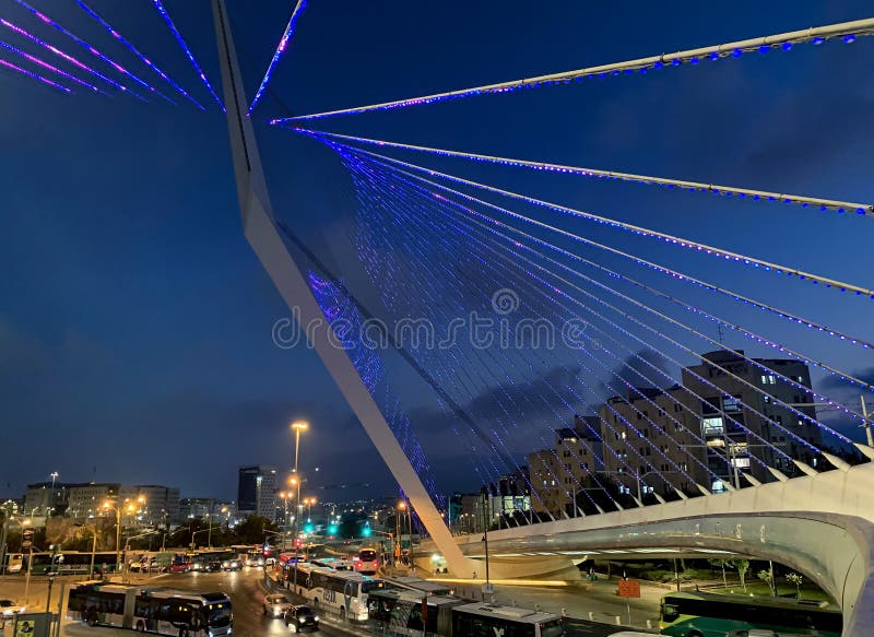 String bridge in Jerusalem editorial photography. Image of architect ...