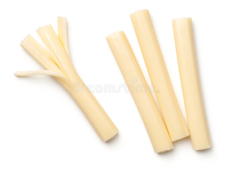 String Cheese Isolated on White Background Stock Image - Image of ...