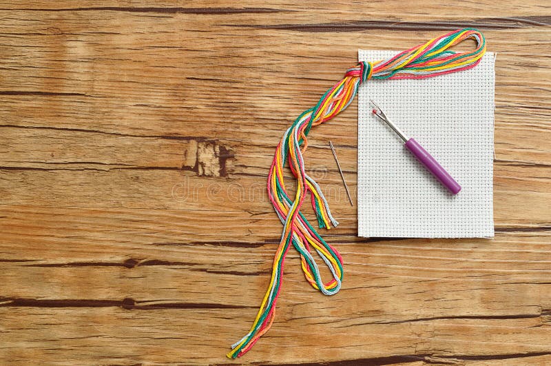 String of Colorful Embroidery Thread Displayed with a Piece of ...