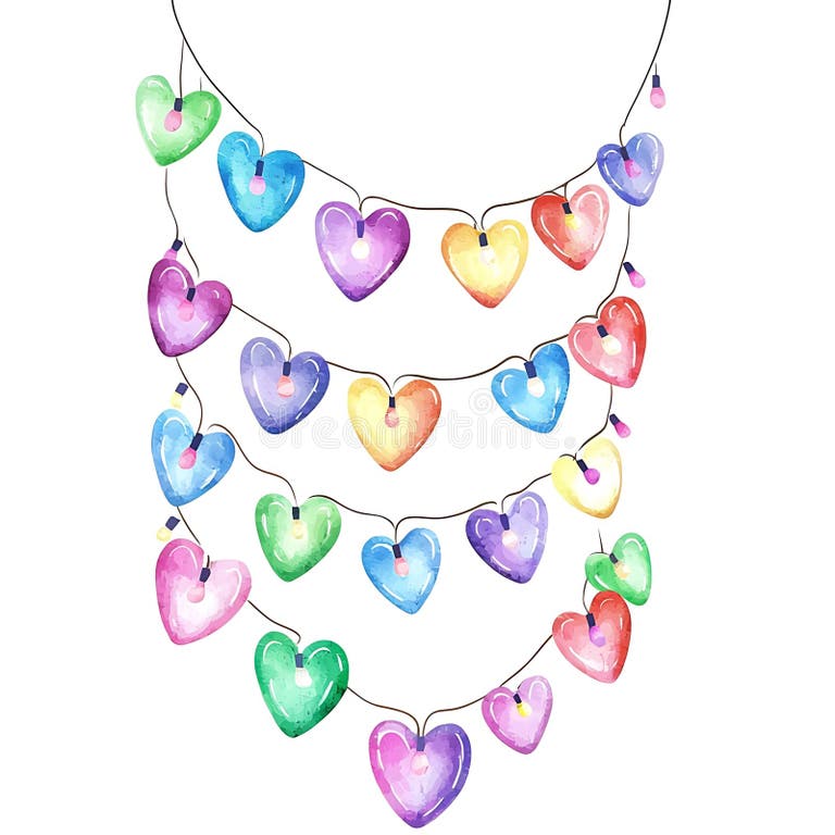 Romantic Heart Shaped String Lights for Celebration and Love Stock ...