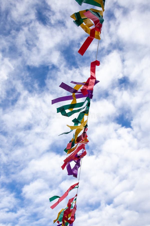 String with Colorful Paper Confetti Stock Image - Image of weather ...