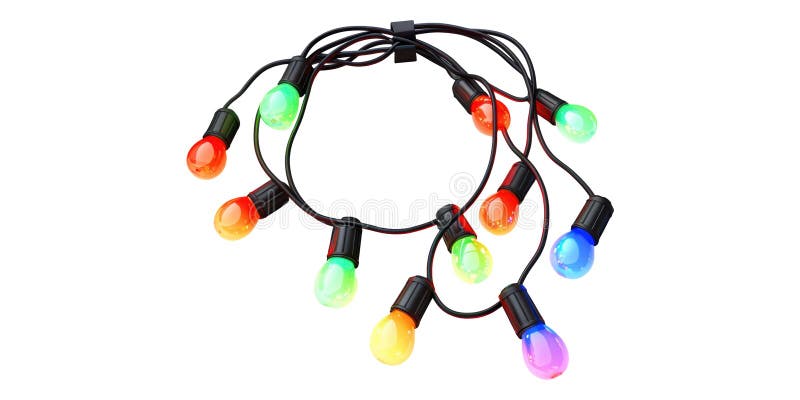 String of Colorful Party Lights Isolated on Transparent Background ...