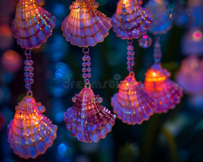 Vibrant Illuminated Seashell Decorations Creating a Magical Underwater ...