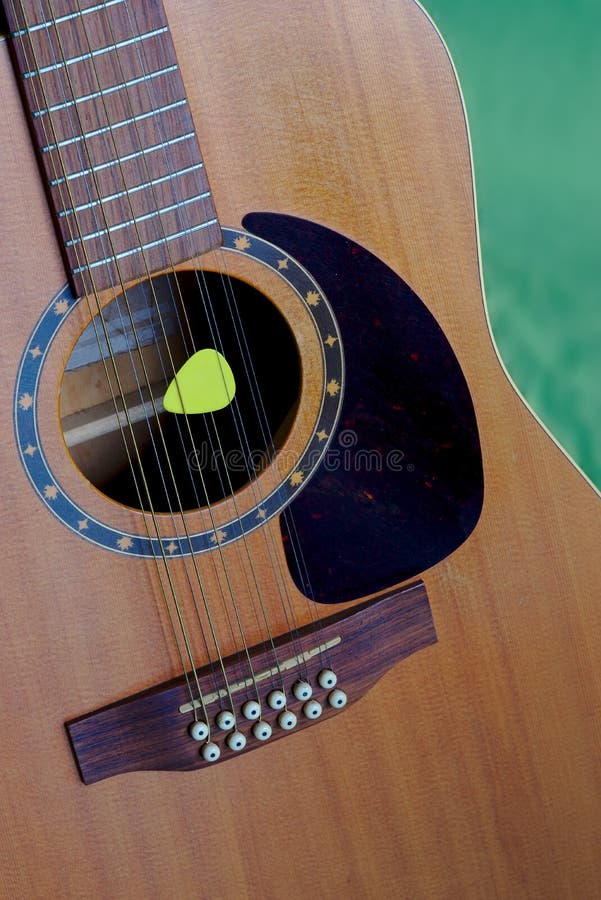 12-string Electro-acoustic Guitar, and Pick Stock Photo - Image of ...