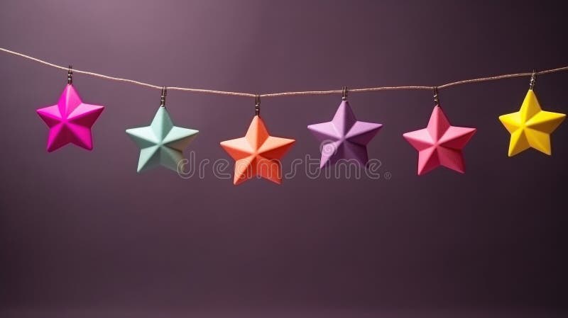 String with Five Origami Stars Hanging from it. Perfect for Crafts ...