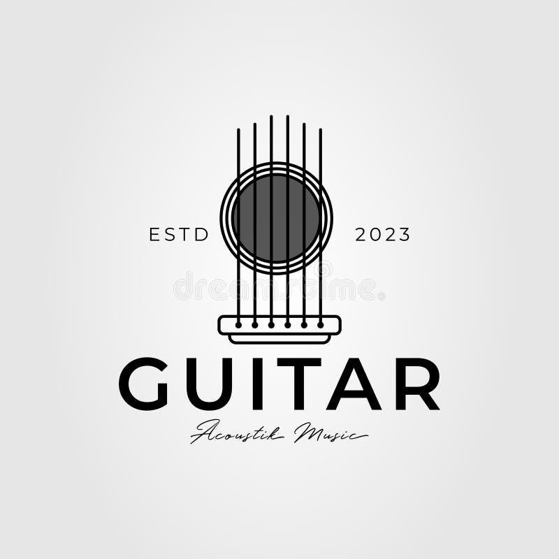 String Guitar Acoustic or Electric Bass Logo Vector Illustration Design ...