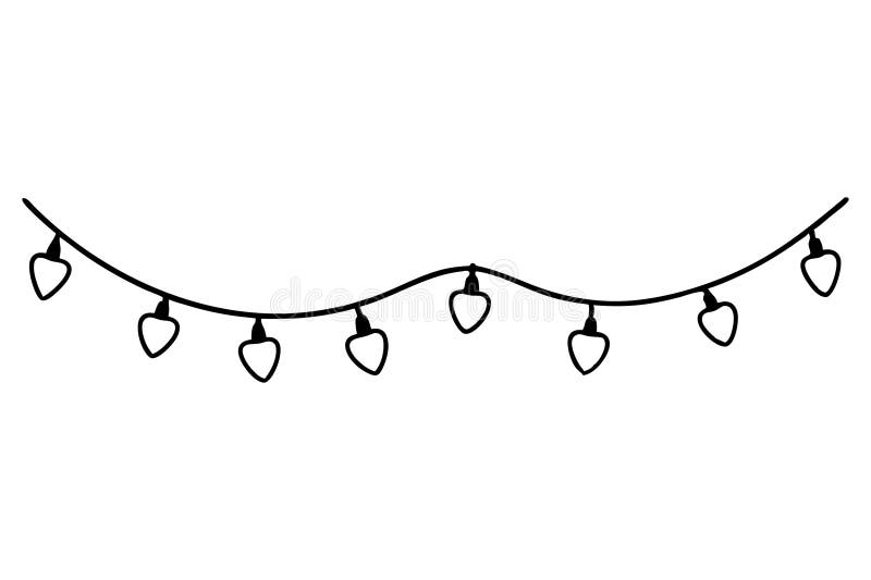String of Heart Lights Line Art Vector Stock Illustration ...