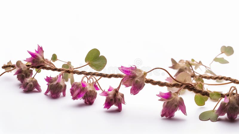 String of Hearts Plant with Dried Pink Flowers Isolated on White ...