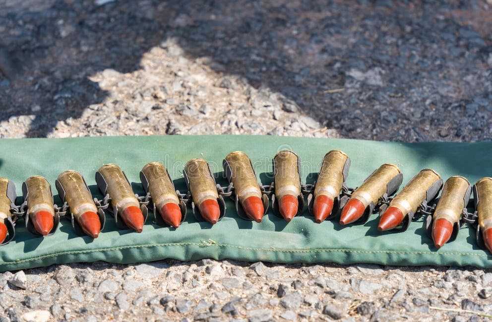 A String of Heavy Bullets on the Ground Stock Photo - Image of launch ...