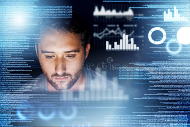 String after String of Information. Cropped Shot of a Young Computer ...