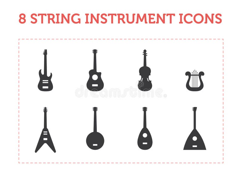 8 String Instrument Icons stock vector. Illustration of icon - 59734137