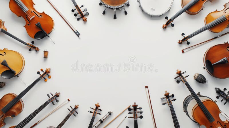 String Instruments Arranged in a Frame on a White Background Offer a ...