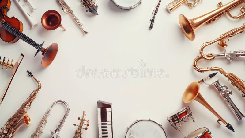String Instruments Arranged in a Frame on a White Background Offer a ...