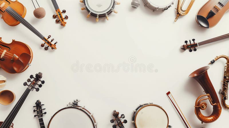 String Instruments Arranged in a Frame on a White Background Offer a ...