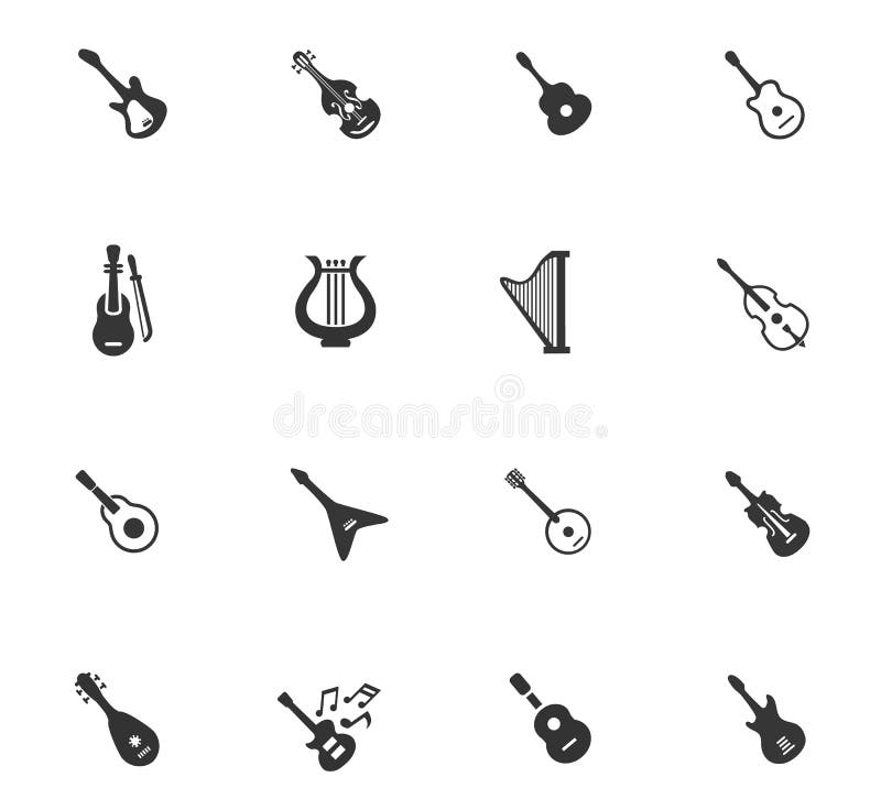 Set of String Instruments Playing by Striking the Strings Stock Vector - Illustration of string ...