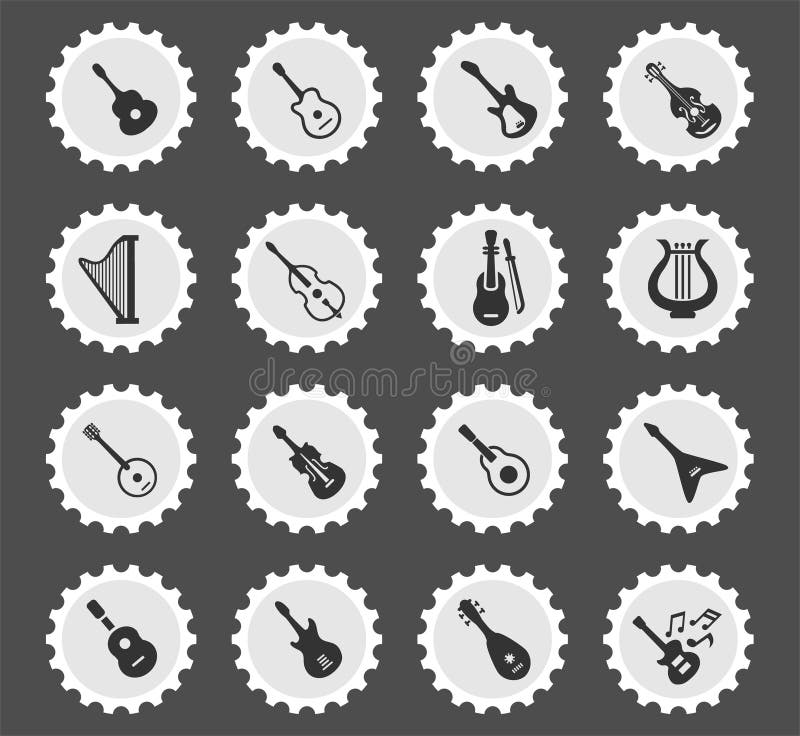 String Instruments Icon Set Stock Illustration - Illustration of ...