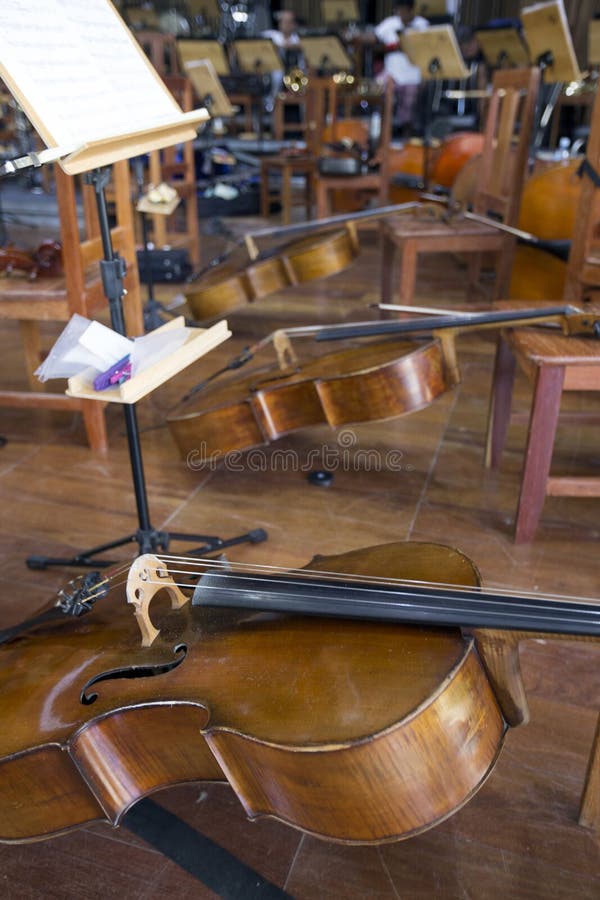 String Instruments on Stage Stock Image - Image of arranged, orchestra ...