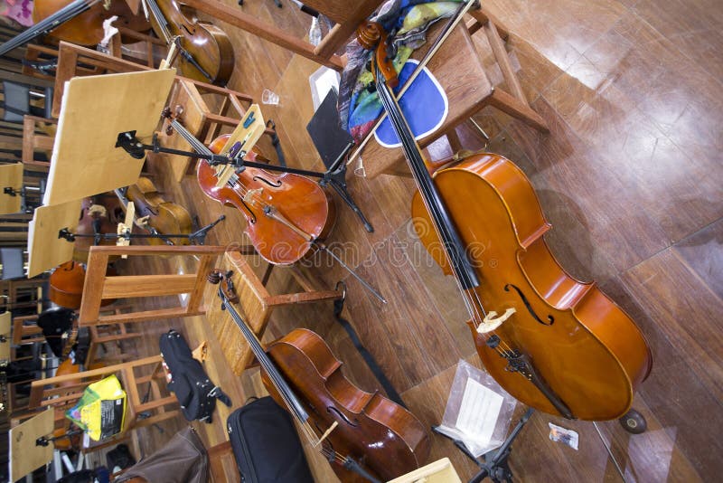 String Instruments on Stage Stock Image - Image of arranged, rhythm ...