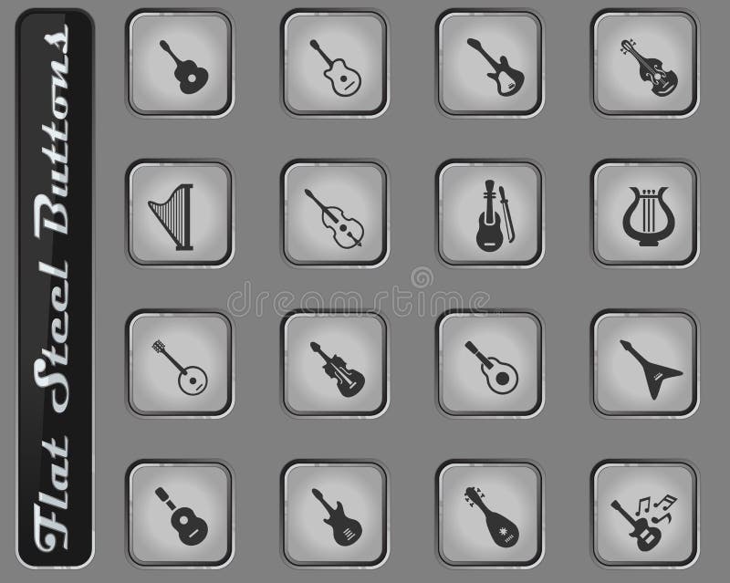 String Instruments Icon Set Stock Vector - Illustration of frets ...