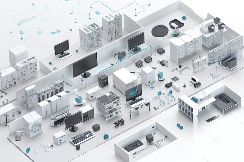 Iot Sensor Network, with Multiple Devices Collecting and Sharing Data Stock Illustration ...