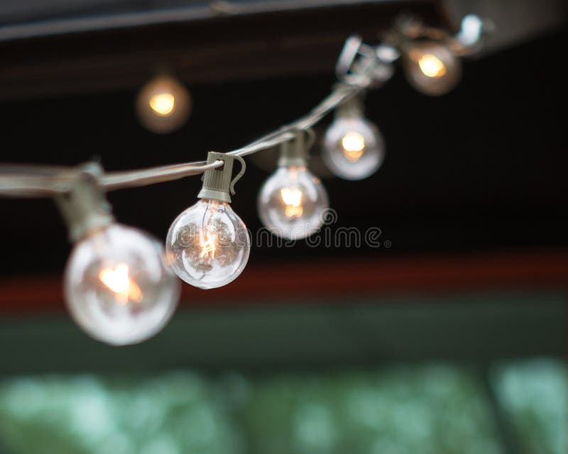 Party String Lights Hanging in a Line Stock Image - Image of wire ...